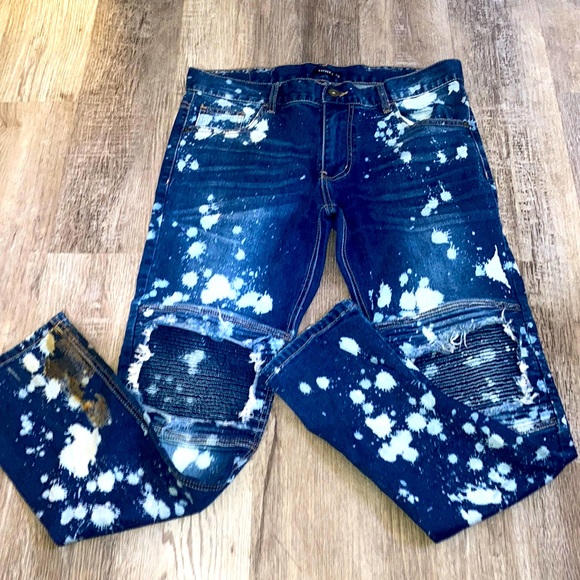 Kayden | Jeans | Kayden Mens Paint Splatter Blue Jeans Slim Style 2 ...